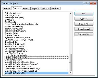 UPS WorldShip Setup with Stone Edge SQL Store File V7