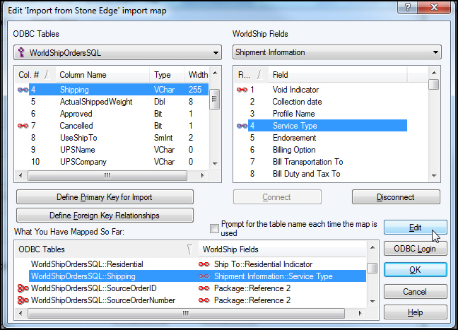 UPS WorldShip Setup with Stone Edge SQL Store File V7