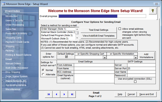 Store Setup Wizard Email