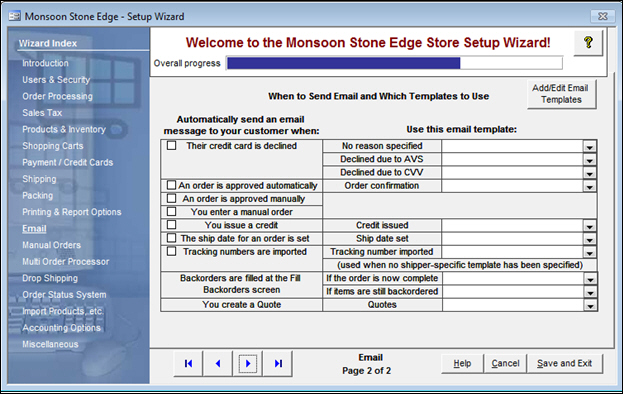 Store Setup Wizard Email