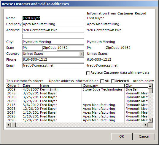Edit Sold To Address