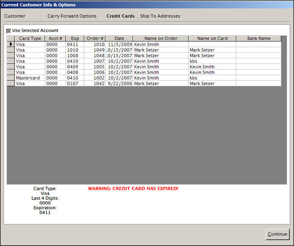 Current Customer Info & Options