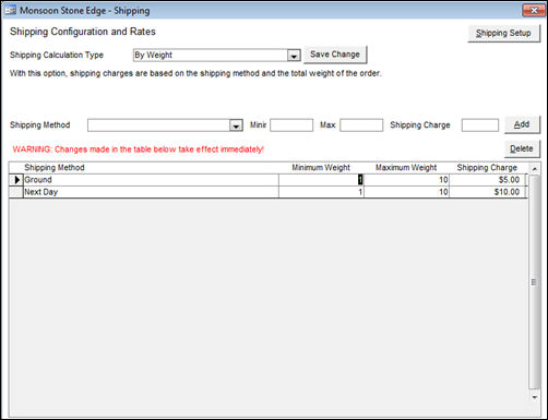 Shipping Configuration and Rates