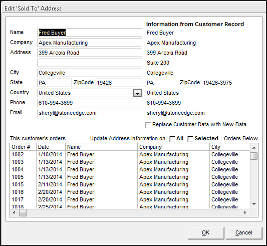 Edit Customer and Sold To Addresses