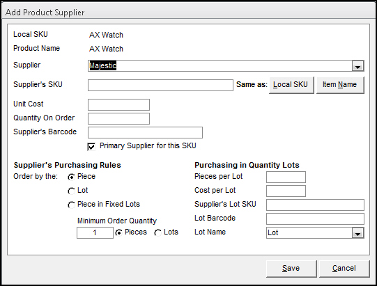 Edit Product Supplier
