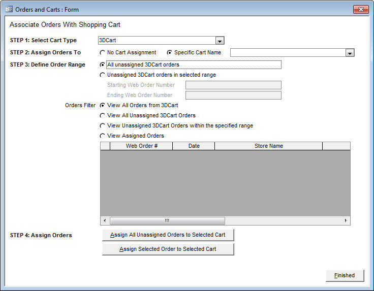 Assign Orders to Shopping Carts