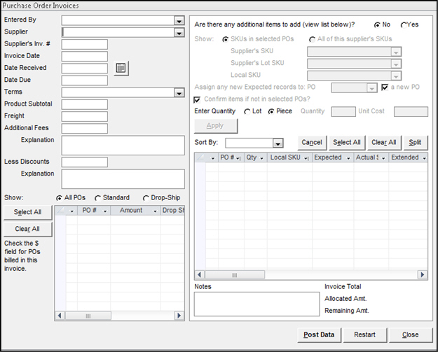 Purchase Order Invoices