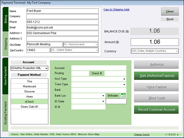 PM How to Process an eCheck Transaction from a Stone Edge Order