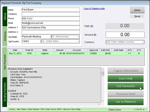 PM How to Void a Credit Card Transaction from a Stone Edge Order